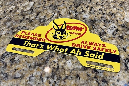 Vintage Bunny Bread Sign Topper License Plate Drive Safely Bakery ...