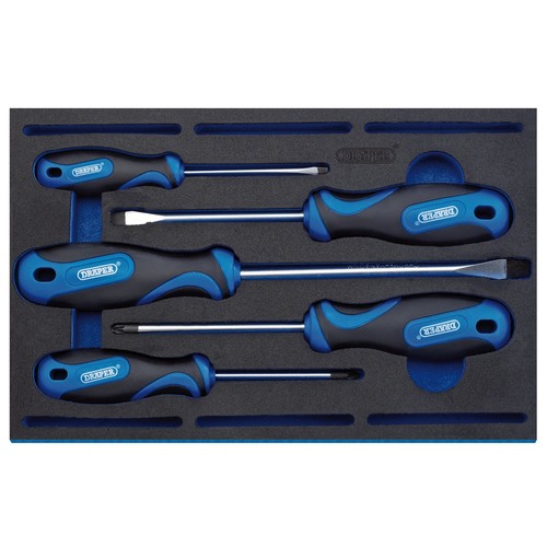 Draper Soft Grip Screwdriver Set in 1/4 Drawer EVA Insert Tray 5 Piece ...