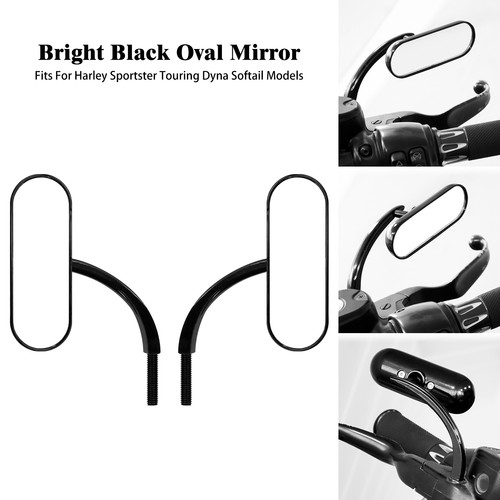 Black Motorcycle Oval Rear View Mirrors For Harley Softail Night Train ...