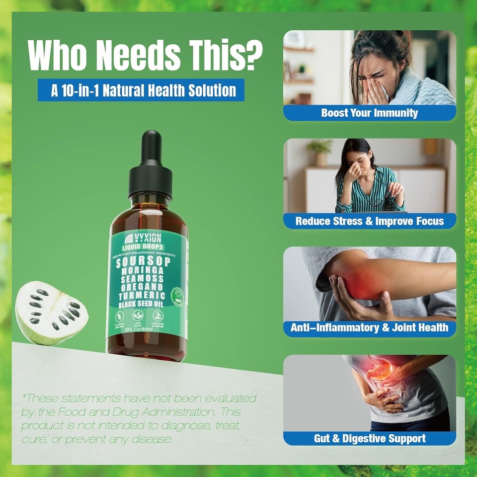 Soursop Bitters Liquid Drops 10 in 1 Herbal Extracts for Overall Health ...