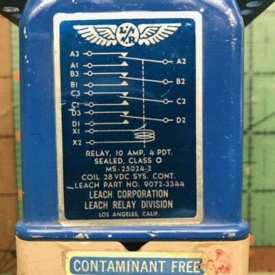 Leach Relay Electromagnetic MS25024-2 10 AMP 4PDT 9072-3344 Avionics ...