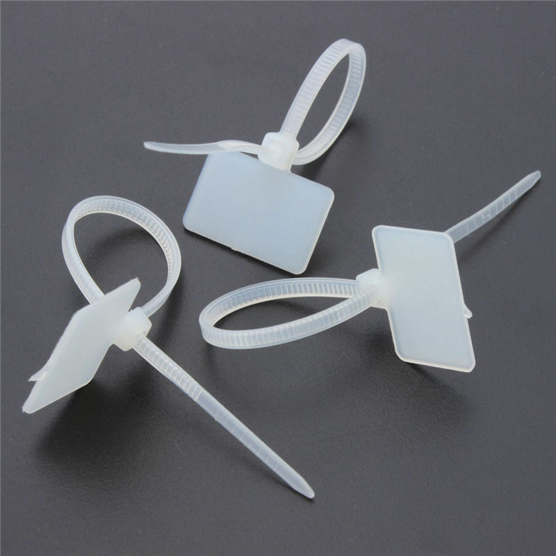 100 x Nylon Plastic Self-Locking Label Tie Network Cable Marker Wire ...