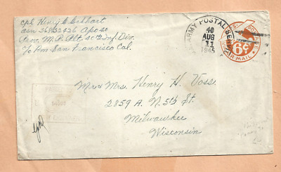 WORLD WAR II MILITARY MAIL APO 40 1945 CENSORED 40th INF DIV ...