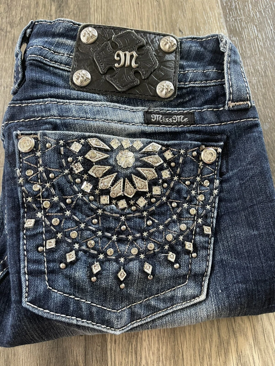 Like New!! Miss Me Signature Rise Bling Boot Jeans Size 27 dfesportes.com