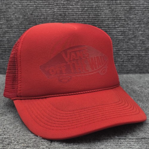 Vans Hat Cap Snap Back Red Mesh Foam Trucker Off The Wall Logo Skater ...