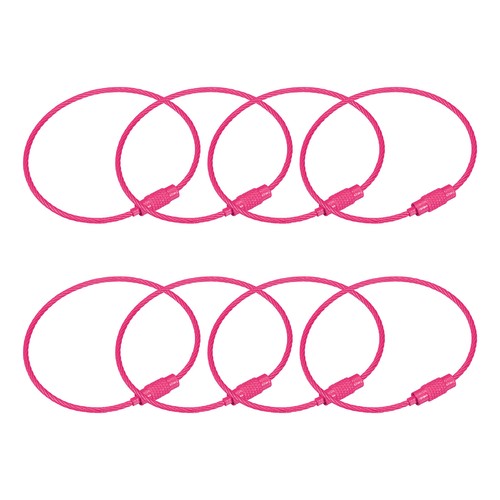 Cable Key Rings (6.3"/ 160mm) 8 Pcs, Keychain Twist Loops Rose Red ...