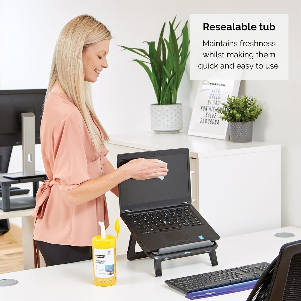 Fellowes Screen Cleaning Wipes for Home Office Use Biodegradable Pack ...