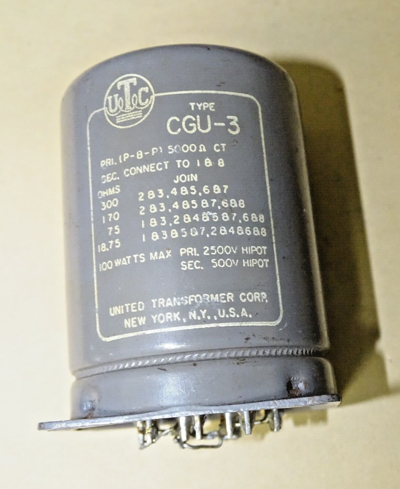 UTC Type CGU-3 Audio Output Transformer, 100 Watts, for Push/Pull 6550 ...