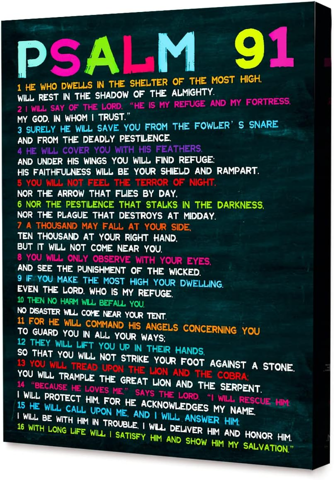 Psalms 91 Wall Decor for Kids Room,Christian Religious Bible Verses ...