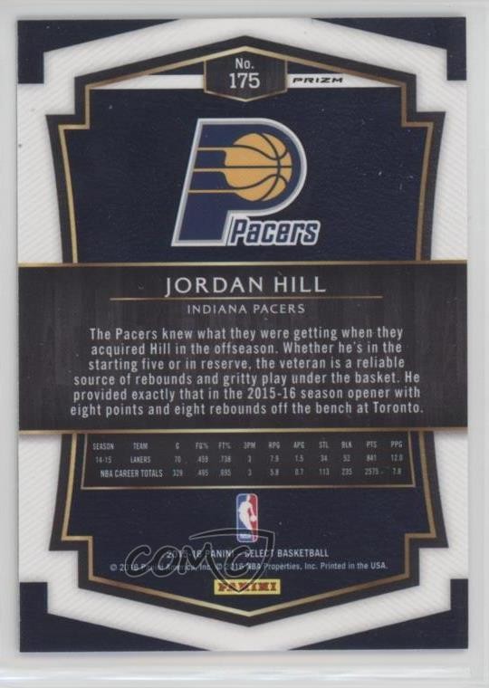 2015-16 Panini Select Premier Level Tri-Color Prizm Jordan Hill #175 ...