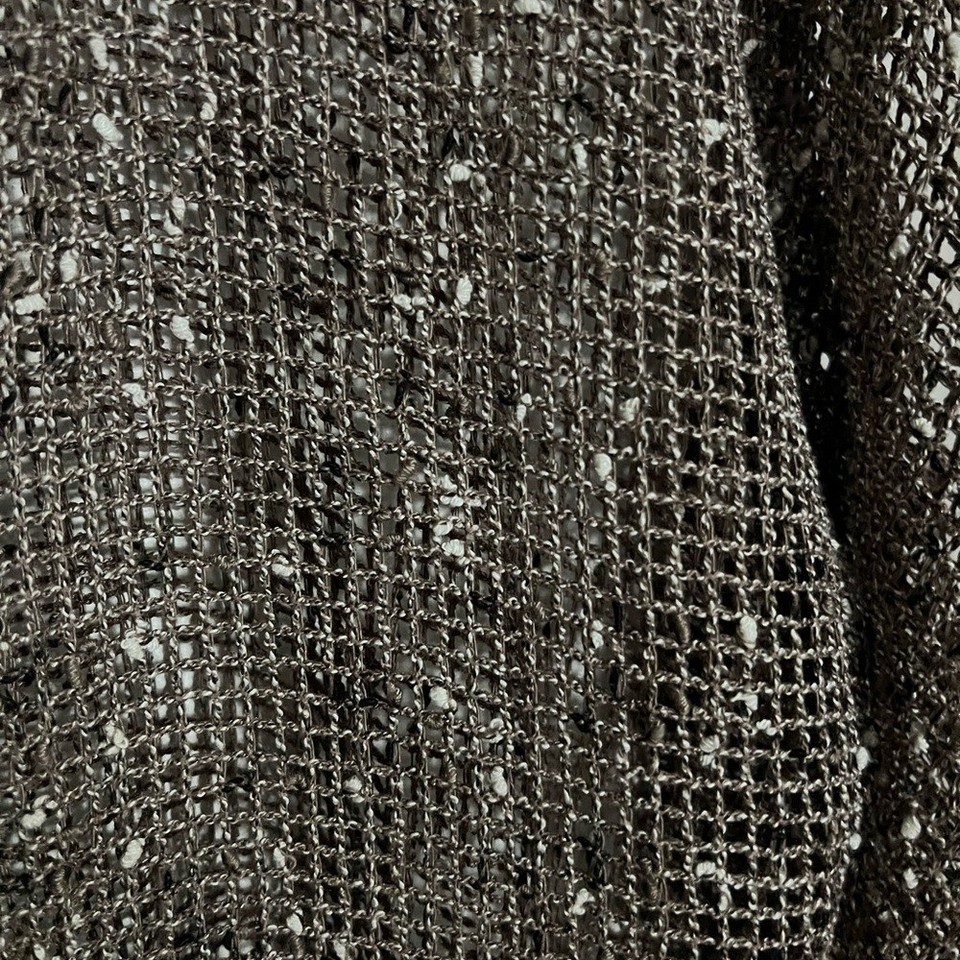 NINA LEONARD Lagenlook Brown and White Open Weave Cardigan Sweater ...