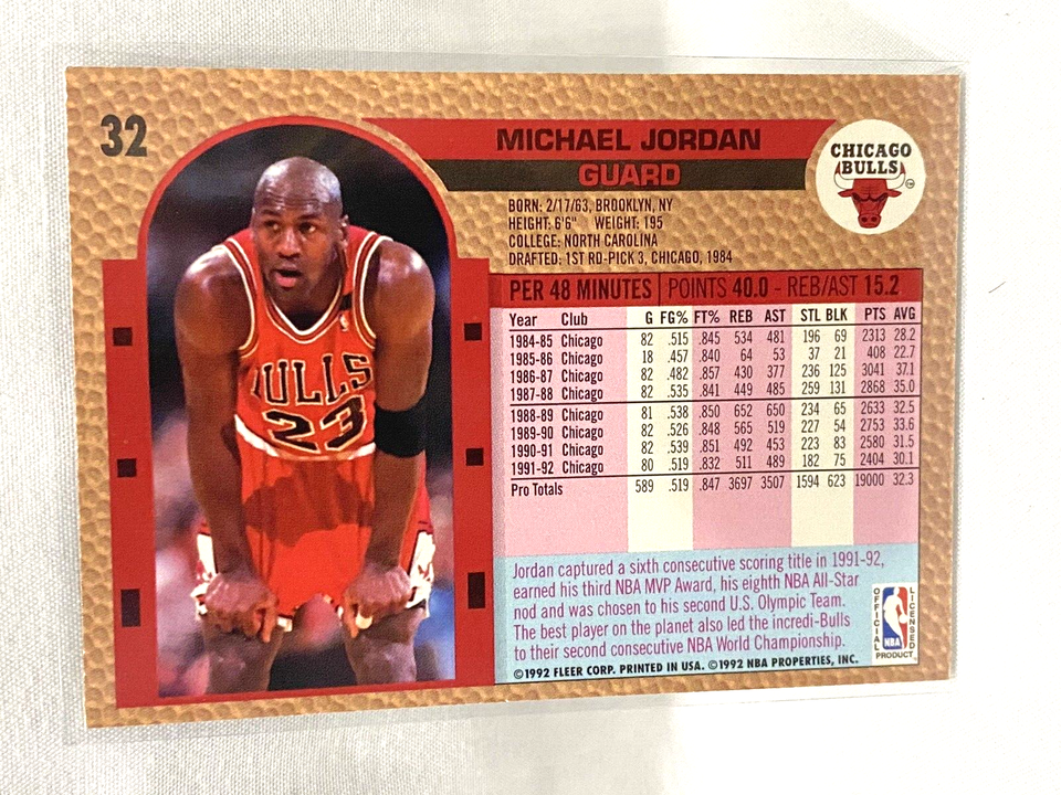 1992 92-93 Fleer Michael Jordan #32, Chicago Bulls, HOF | eBay