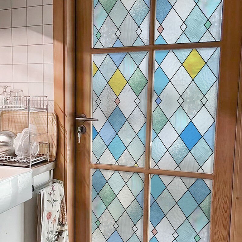 1PC Retro Art Glass Sticker Bathroom Window Film Static Cling Sweet ...