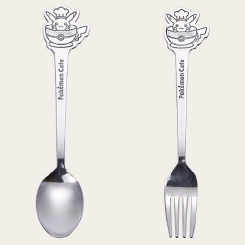Pokemon Cafe Limited Spoon & Fork Cutlery Set Chef Pikachu Tableware ...