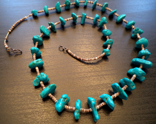 STUNNING VINTAGE ESTATE NATIVE HEISHI & GENUINE TURQUOISE 23 1/4 ...