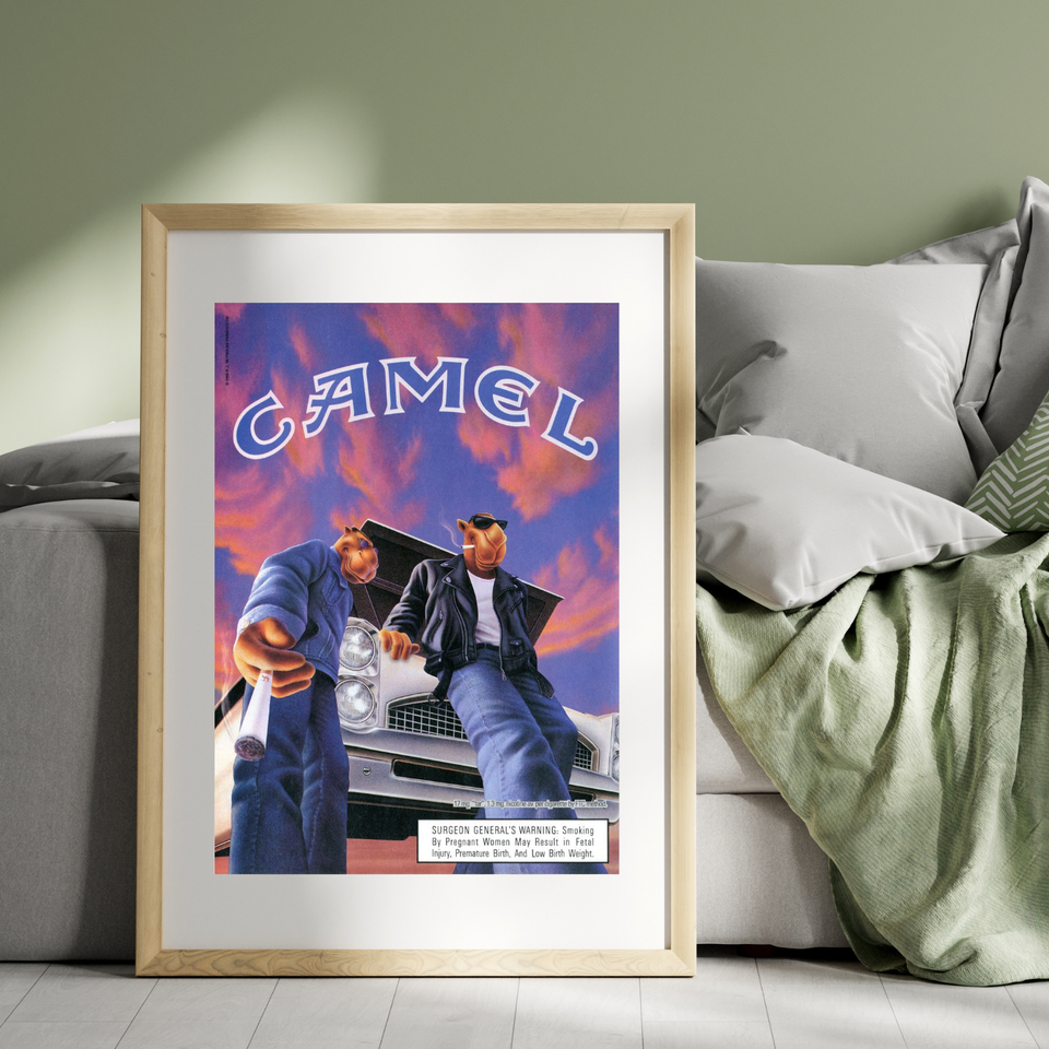 Joe Camel Poster Vintage Cigarette Ad 90s Cartoon Art Print Collectible ...