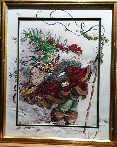 PEGGY ABRAMS "WINDSWEPT TRAVELER" SANTA ART PRINT | eBay
