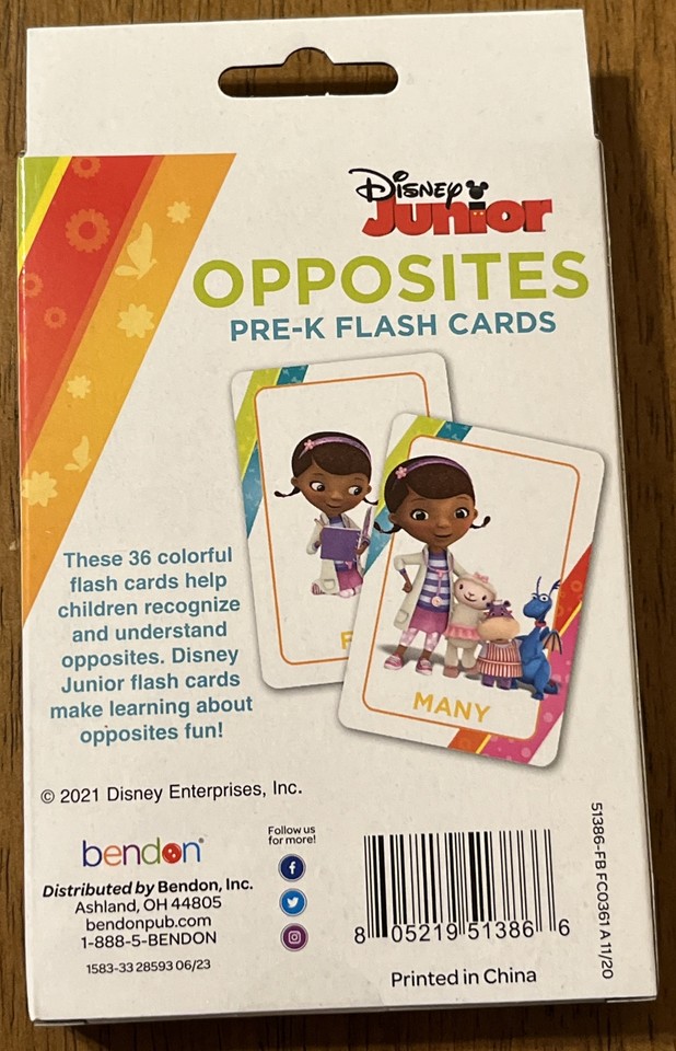 Disney Junior, Mickey Mouse Flash Cards (36) “Opposites” Pre - K Flash ...