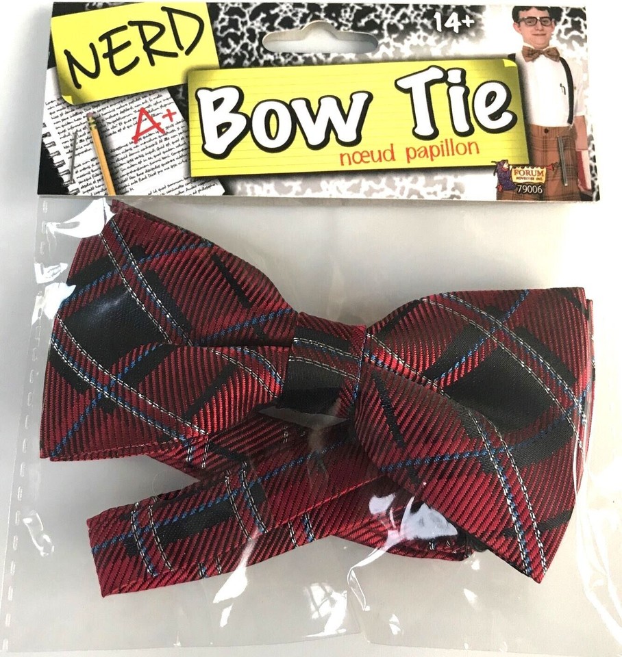 Nerd Bow Tie red plaid funny stage prop costume accessory novelty ...