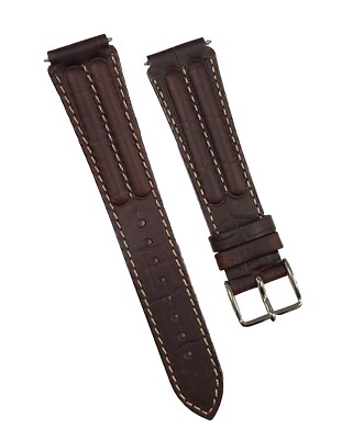 Timex 18mm Brown Crocodile Grain Leather Watch Long Band Strap TX16718 ...