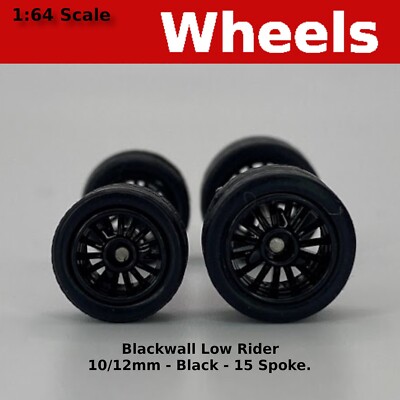 10/12mm Black 15 spoke Low Rider Real Riders Wheel Set for 1/64 for Hot ...