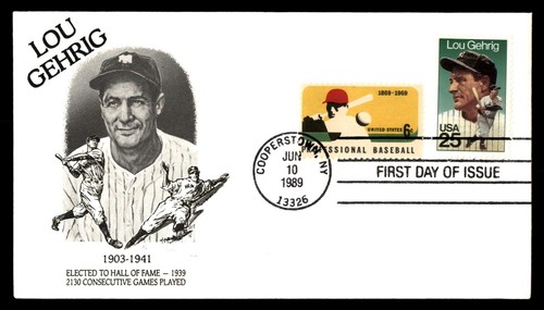 MayfairStamps US FDC 1989 New York Lou Gehrig Baseball First Day Cover ...