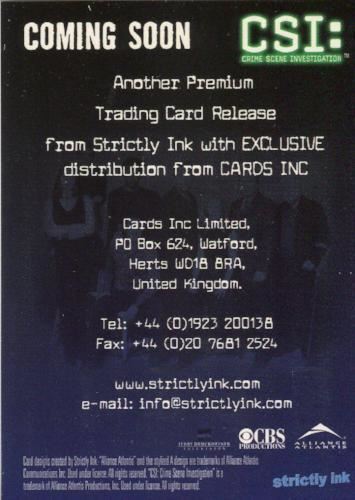 CSI Crime Scene Investigation Season 1 Promo Card | eBay