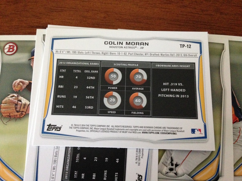 Colin Moran RC 10 Lot 2014 Bowman Draft Top Prospects Houston Astros RC ...