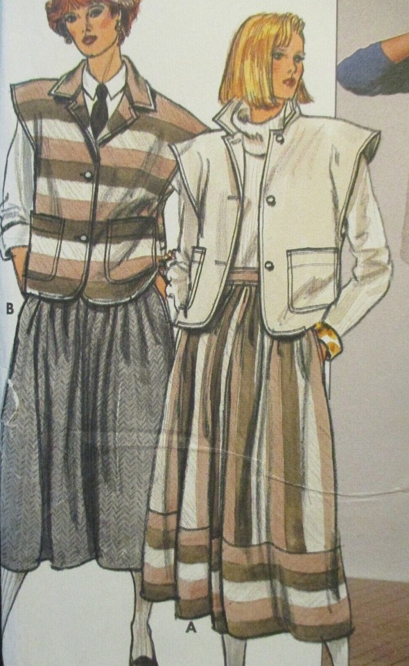 Butterick Pattern 6719 Miss Size 10 Bust 32 1/2" Vest Skirt Pants Uncut ...