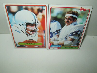 LOT OF 2 JAY SALDI 1980s FOOTBALL CARDS #53 & 229 DALLAS COWBOYS Tight ...