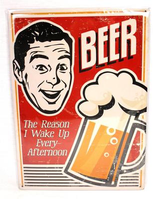 Beer The Reason I Wake Up Every Afternoon Metal Novelty Sign Bar Man ...