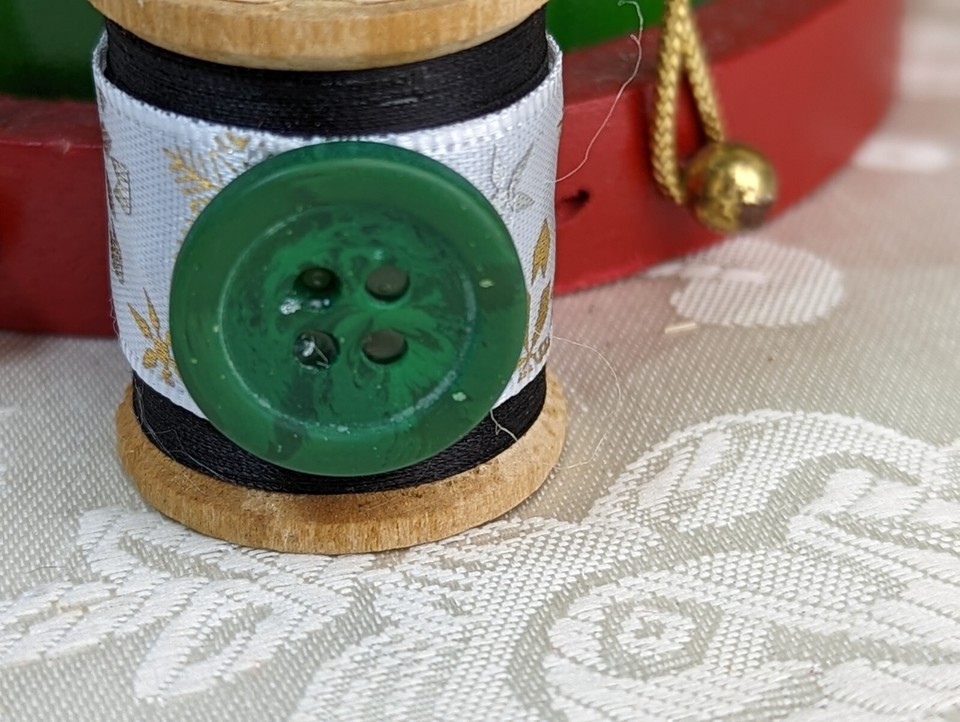 Christmas Decor Handmade w Bottle Brush Tree, Vintage Thread Spool, Elf ...