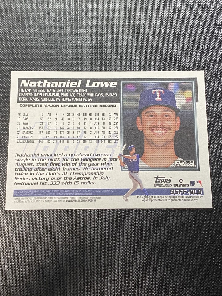 2024 Topps Archives Baseball Nathaniel Lowe On Card Auto Fan Favorites ...