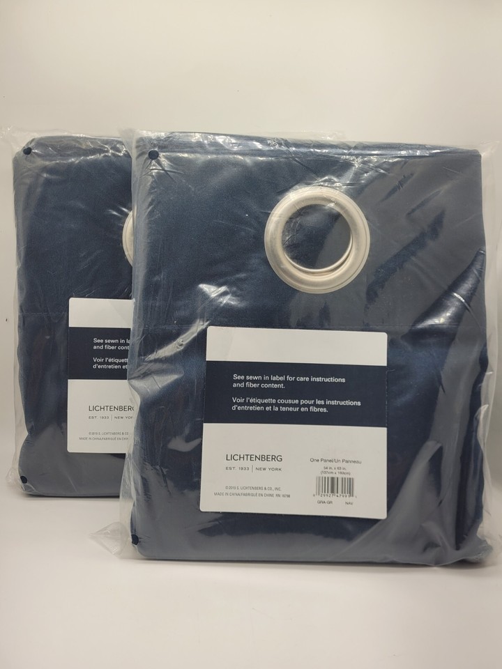 54"x63" Navy Grant Grommet Curtain Panel, Pair, Solid, Sun Zero | eBay