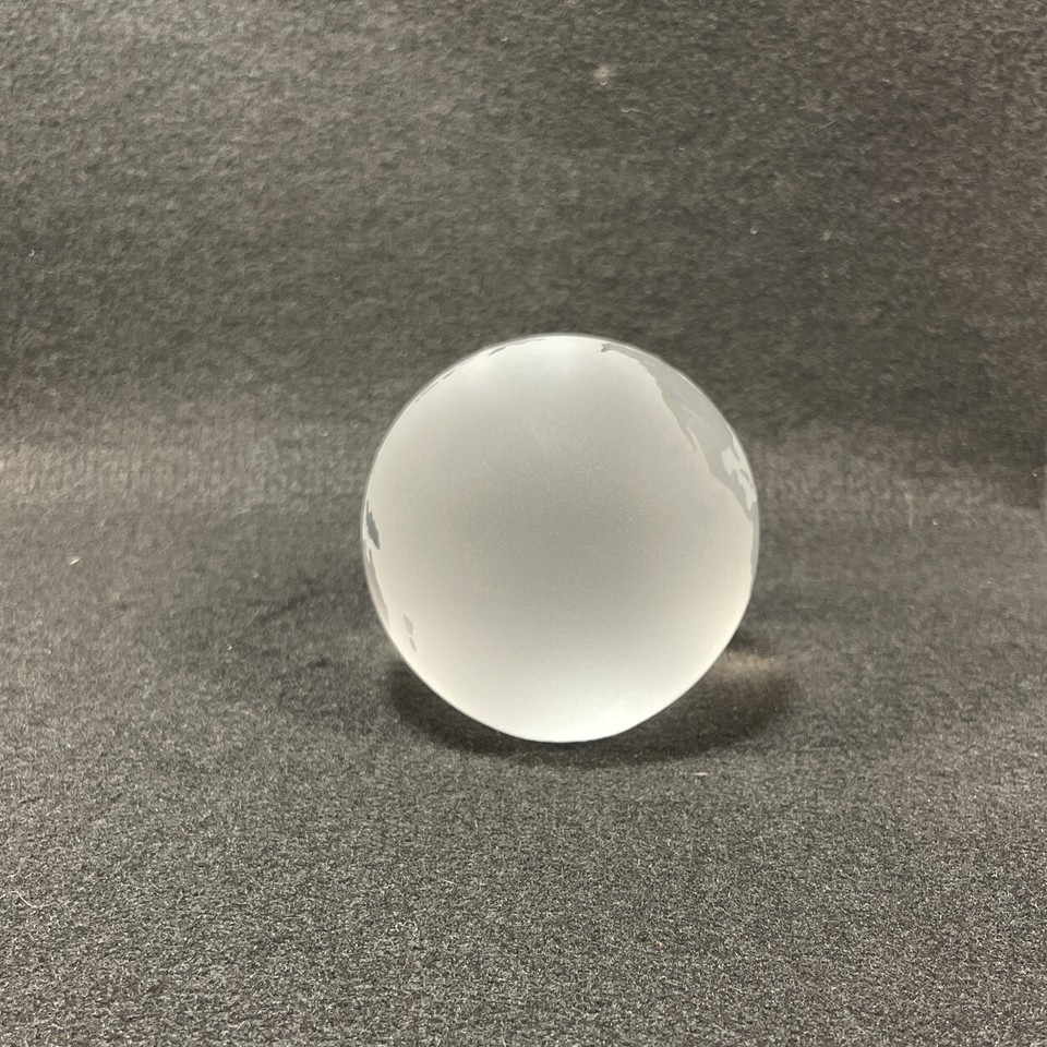 World Globe Earth Paperweight Etched Frosted Glass Crystal Clear ...
