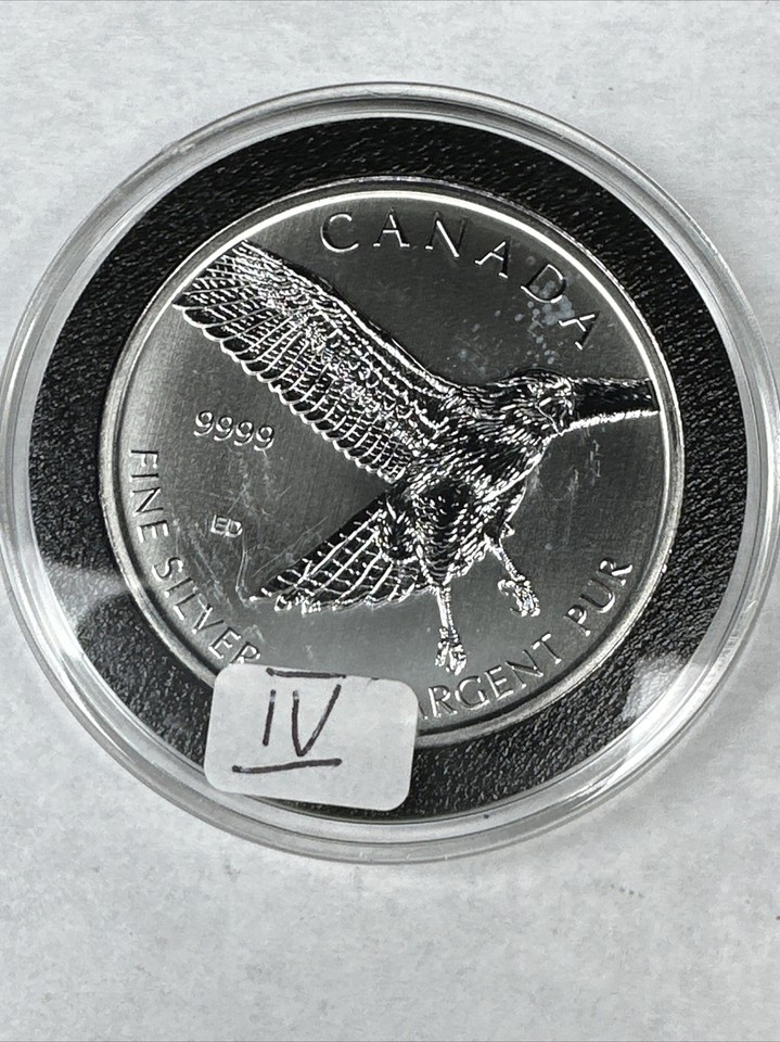 CANADA 2015 $5 DOLLARS MAPLE LEAF BIRDS OF PREY TAILEDHAWK 1 0Z SILVER ...