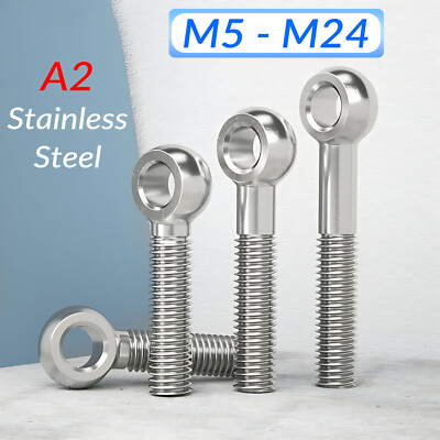 M5-M24 Eye Bolts Threaded Rings Catenary Wire Hanging Eyelet Screws A2 ...