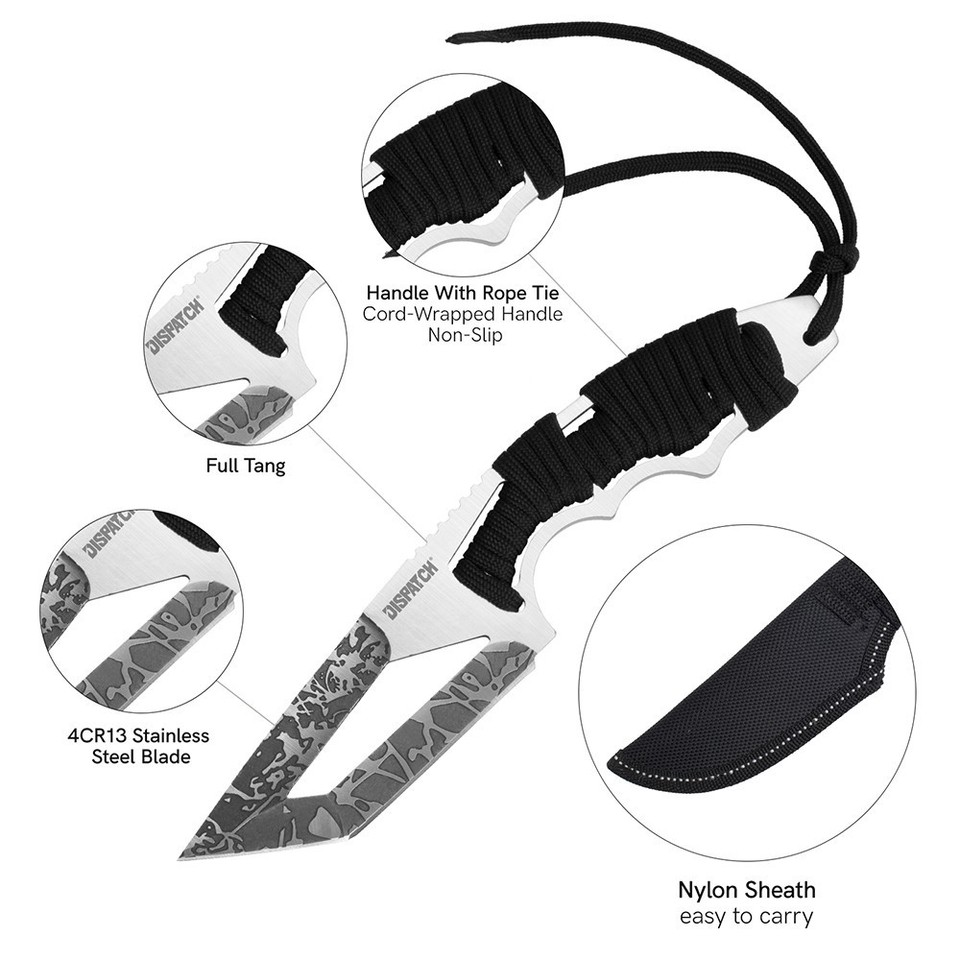4Cr13 Blade 8 inch Survival Fixed Tanto Blade Knife with Cord Wrapped ...