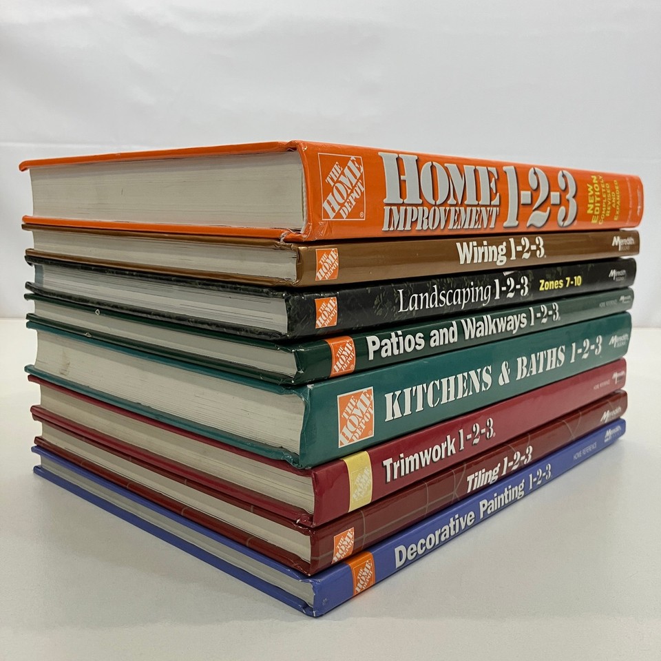 8 Home Depot 1-2-3 Guides Meredith Books Hardcover Lot Wiring Tiling ...