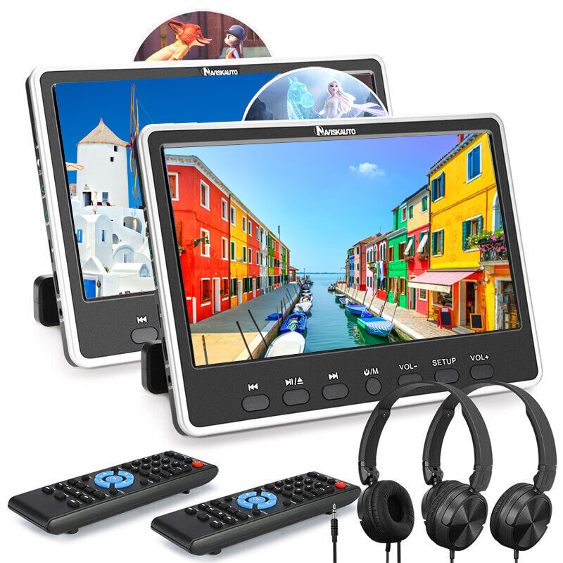 2 X 12" Screen Car DVD Player Headrest Monitor TV Full HD HDMI USB SD ...