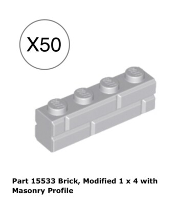 Lego 50 Pieces Light Bluish Gray Brick 1x4 With Masonry Profile ...