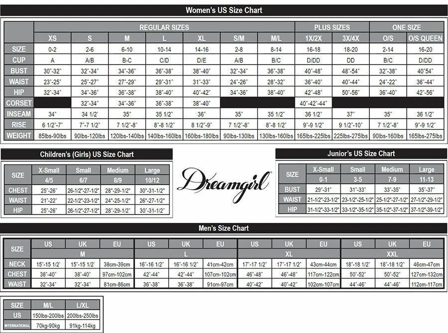 Rg Costumes Size Chart