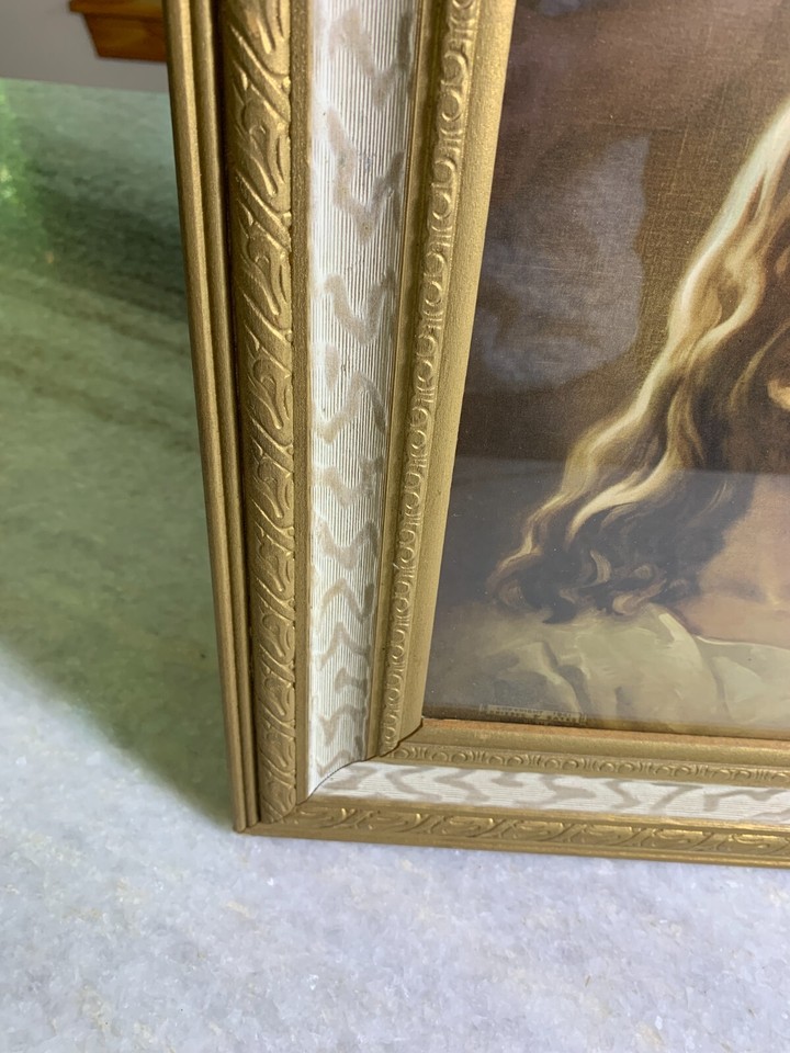 Vintage 1941 Kriebel and Bates Jesus Frame Print Art Deco Gilded Gold ...