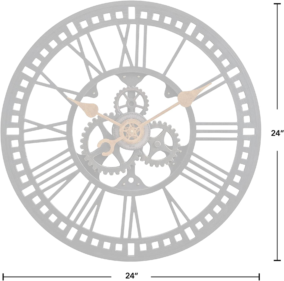 Bronze Roman Gear Wall Clock, Large Vintage Decor for Living Room, Home ...