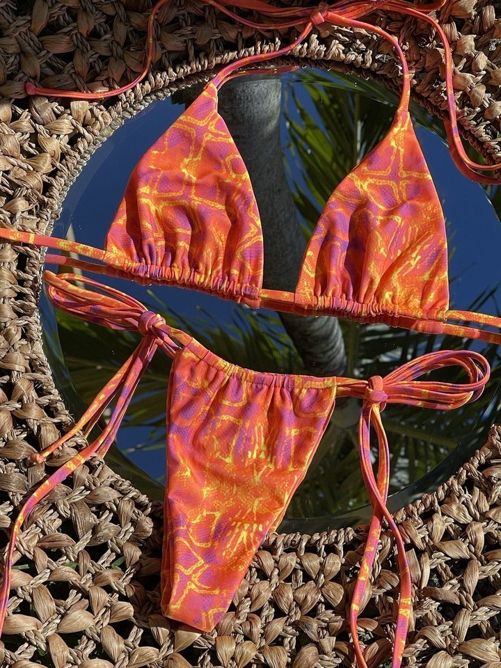 Lava Triangle Top & Tie Side Thong G-string Slide Bottom Bikini (Plus ...
