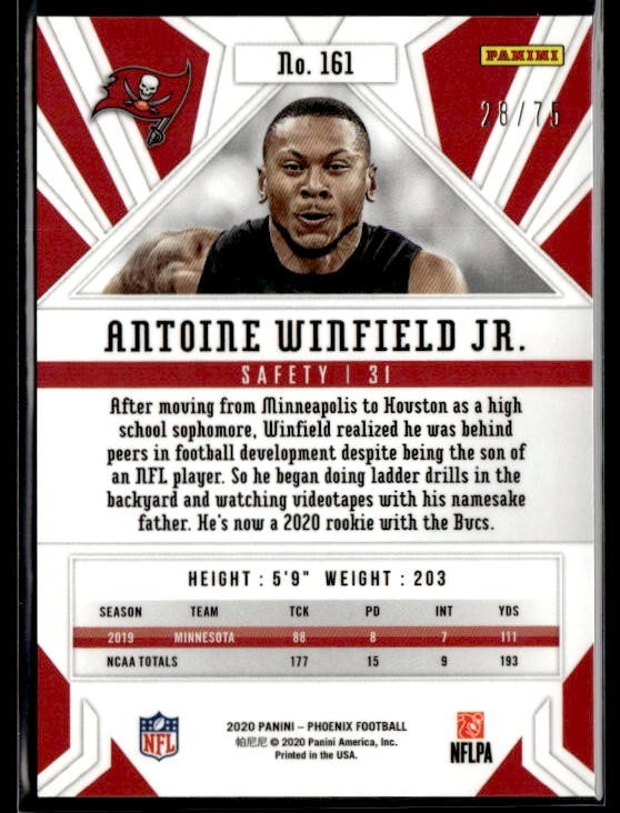 L38,236 - 2020 Panini Phoenix Yellow #161 Antoine Winfield Jr. /75 | eBay