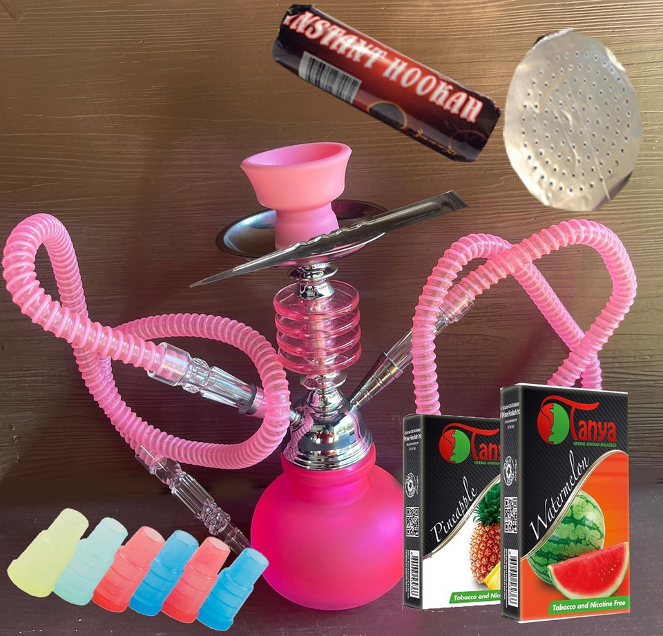2 Hose Hookah -12" Height, 12" Hookah, 25 foil Paper - Assorted 1 ...