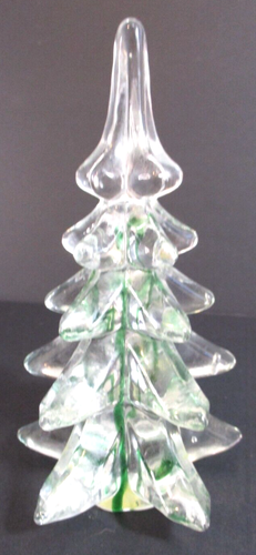 Vintage Crystal 5 1/4" Clear & Green Hand Made Pine Christmas Tree | eBay