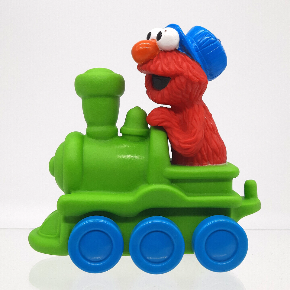 Elmo Sesame Street Train Engine Engineer Rubber Toy Henson ILLCO ...