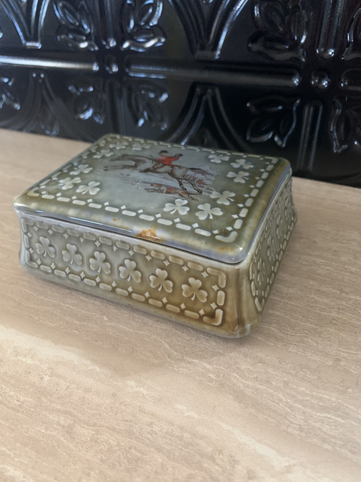Vintage Irish Porcelain Wade Co Armagh Trinket Box Ireland Hunting ...